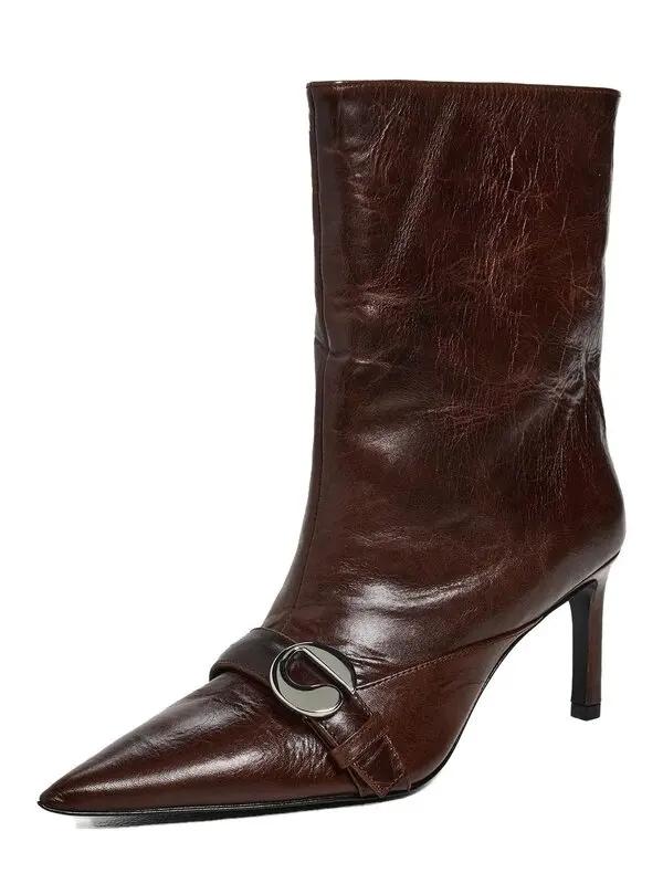 Coperni Ankle Heeled Belt Boots - Brown