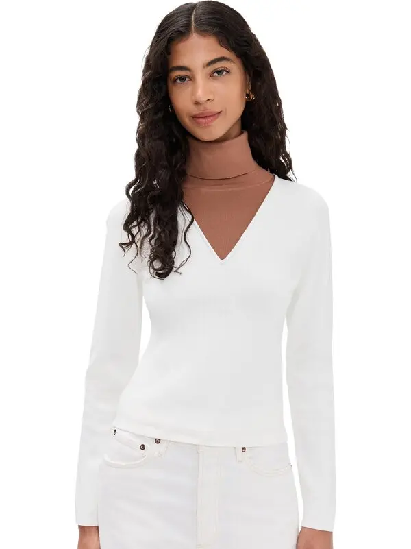 LE BOP Layered Turtleneck Top - Ivory/umber