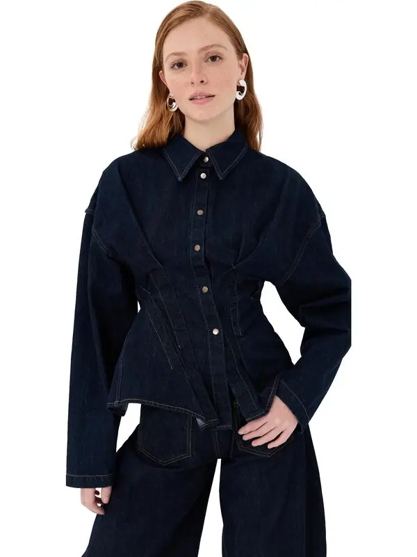 A.W.A.K.E. Mode A. W. A. K. E. Mode Rinse Wash Denim Shirt - Indigo Rinse Wash