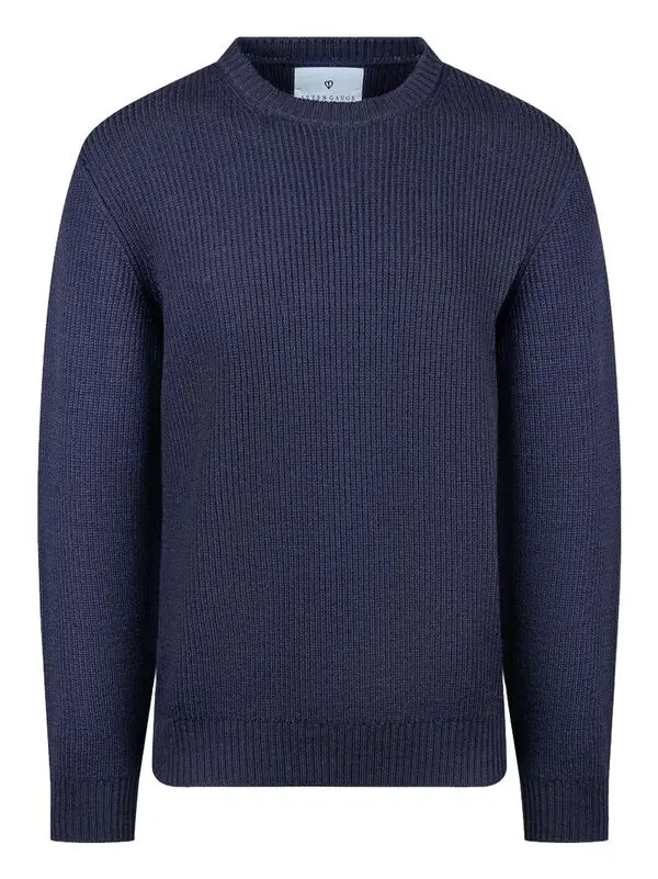 SEVEN GAUGE Merino Jersey Crewneck Sweater - Blue