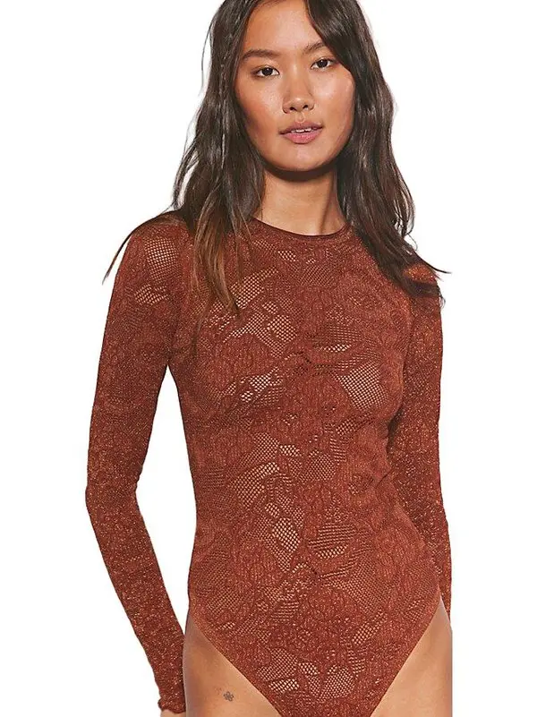 Free People Intimately Hidden Gems Bodysuit By - Brandy Wine