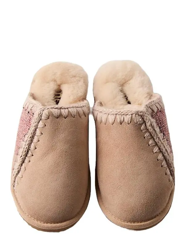 Mou Crochet Craft Slippers - Rose Beige