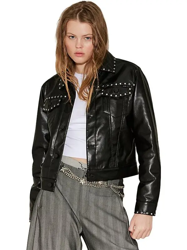 MOTHER The Bruiser Vegan Leather Jacket - Black