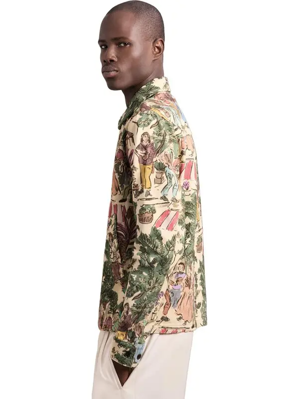 LES DEUX Printed Worker Jacket - Oil Green