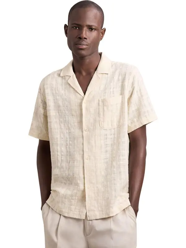 LES DEUX Cotton Textured-weave Shirt - Ivory