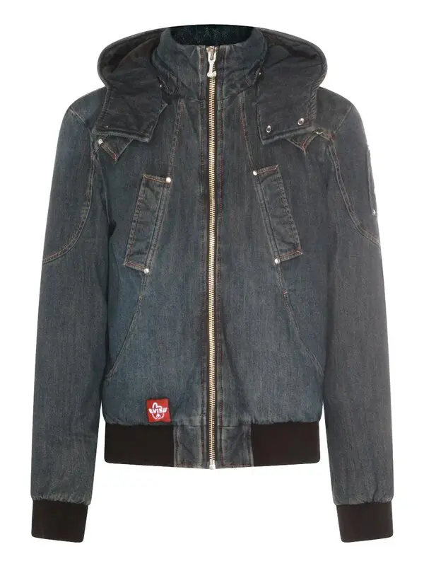 Moose Knuckles Denim Cotton Down Jacket - Blue Denim