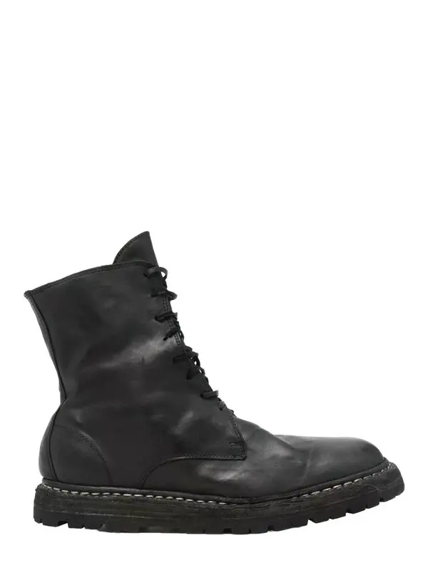Guidi Leather Lace-up Boots - Black
