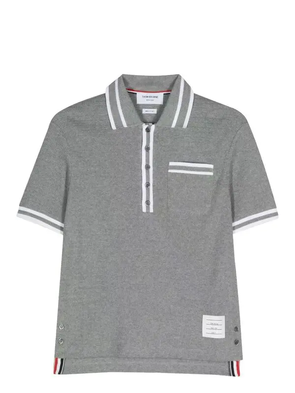 Thom Browne Pointelle Cotton Polo Shirt - Grey