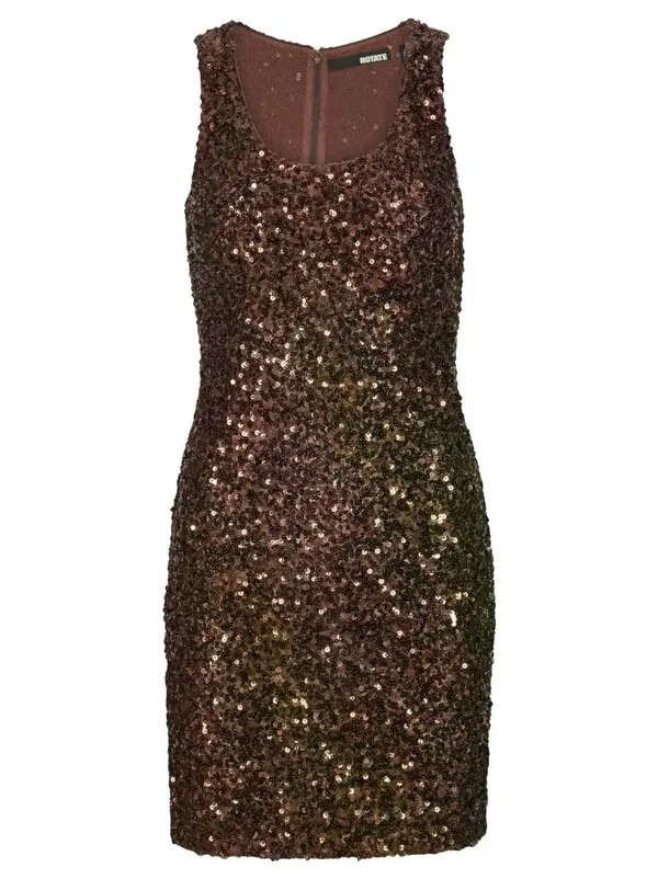 ROTATE BY BIRGER CHRISTENSEN Sequin-embellished Mini Dress - Brown
