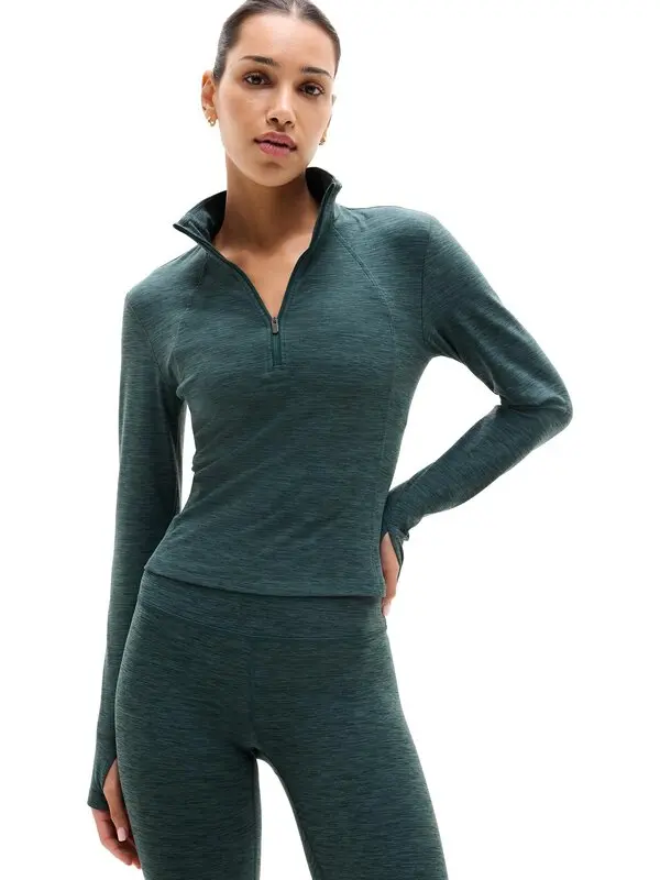 Athleta Softluxe Half Zip - Pine Heather