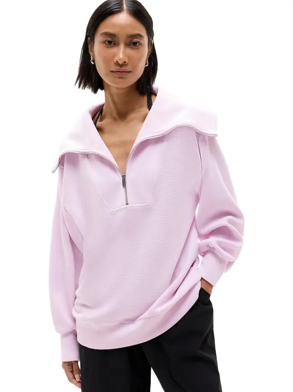 Athleta Ottoman Rib 1/4 Zip Sweatshirt - Primrose