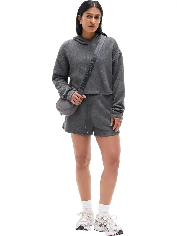 Athleta Tranquil Mid-rise Waffle Shorts - Charcoal