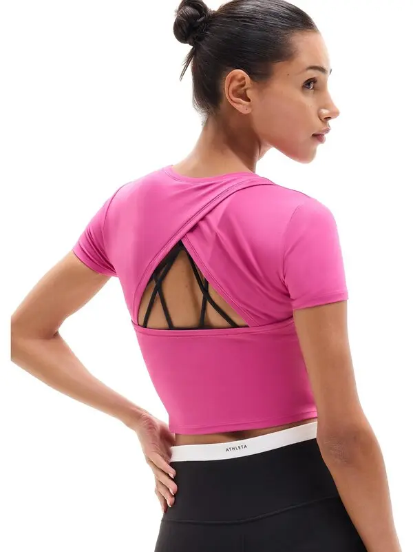 Athleta Transcend Open Back Tee - Jewel