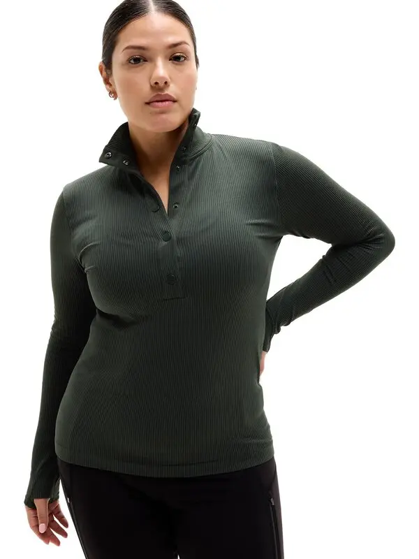Athleta Flurry Seamless Henley - Elm