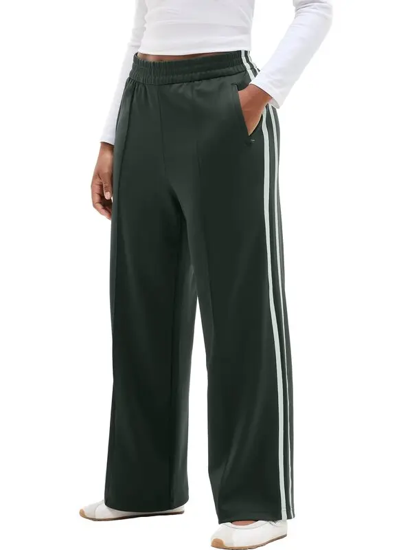 Athleta Tempo Mid-rise Wide Leg Track Pant - Elm/white