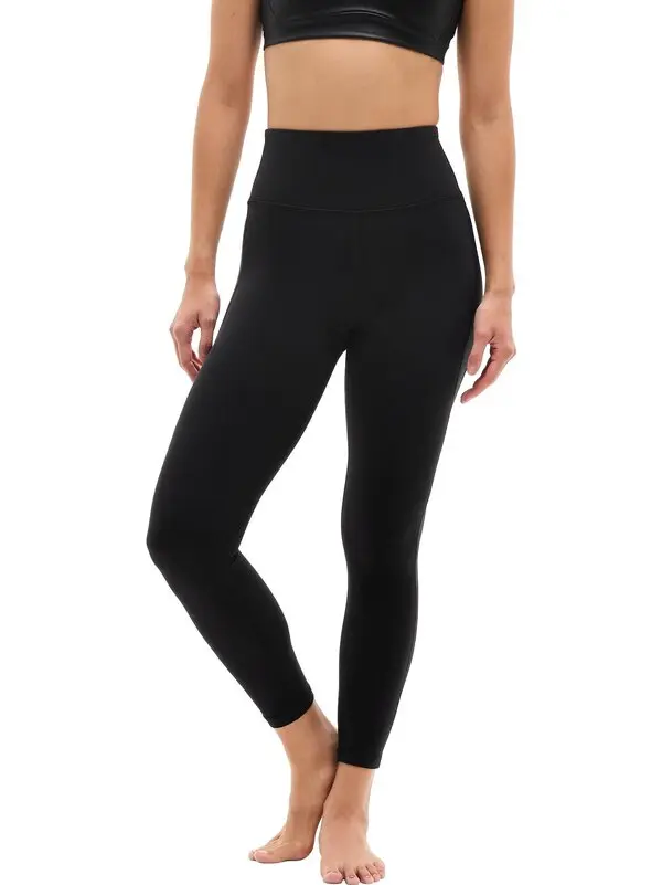 Athleta Elation Ultra High Rise Shine Sport Stripe 7/8 Legging - Black/black Gloss
