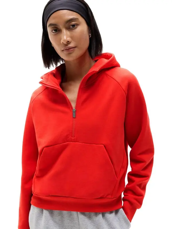 Athleta Fleece 1/2 Zip Hoodie - Cardinal