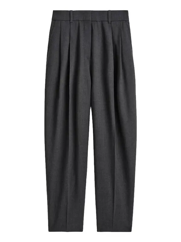 Cos Pleated Wool-blend Barrel-leg Pants - Dark Grey