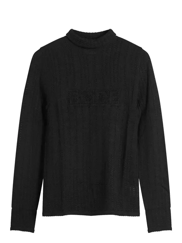BODE Louise Long Sleeve Knitted Top - Black