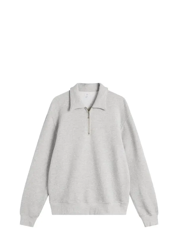 LADY WHITE CO. Cotton Wool Quarter Zip Sweatshirt - Heather Grey