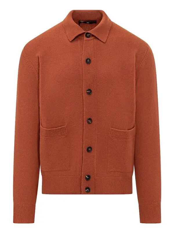 FILIPPO DE LAURENTIIS Wool And Cashmere Cardigan - Orange