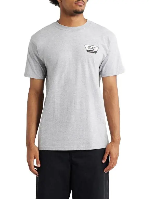 Brixton Linwood Logo Graphic T-shirt - Heather Grey/black/white