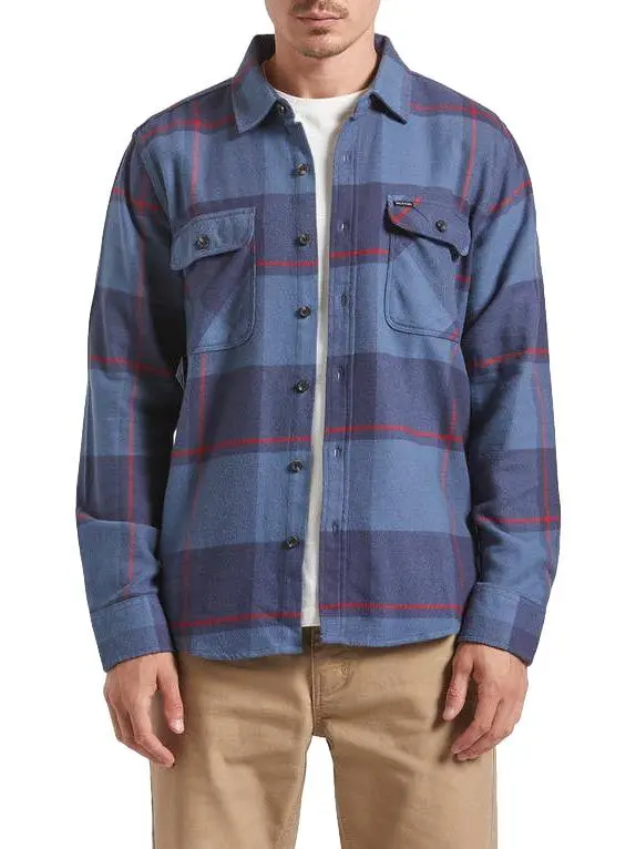 Brixton Bowery Plaid Flannel Button-up Shirt - Bering Sea/indigo/adrenal