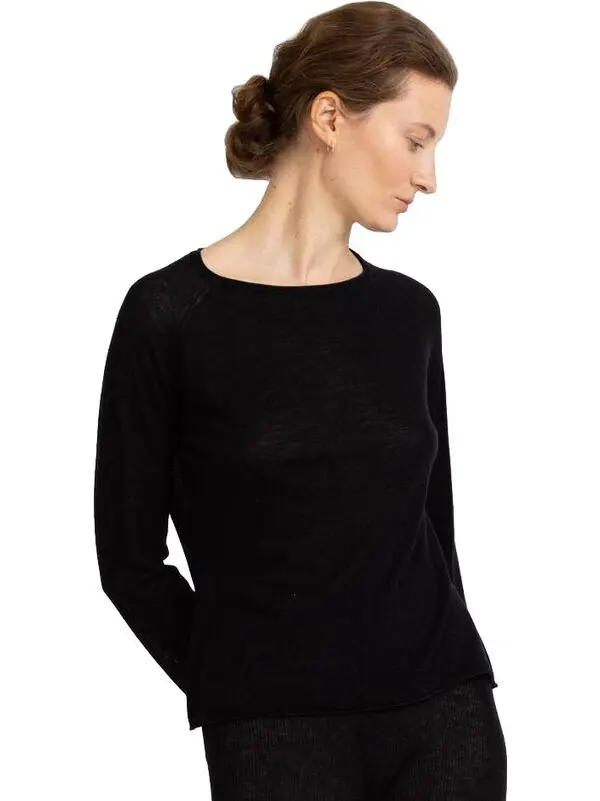 ALAS Merino Wool Sheer Top - Black