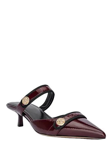 L'Agence Gilliane Ii Mary Jane Kitten Heel Mules - Wine Patent