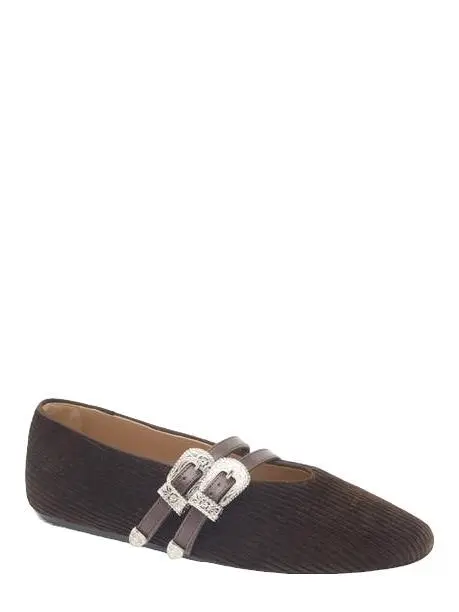 Le Monde Beryl Claudia Corduroy Mary Jane Flat - Chocolate