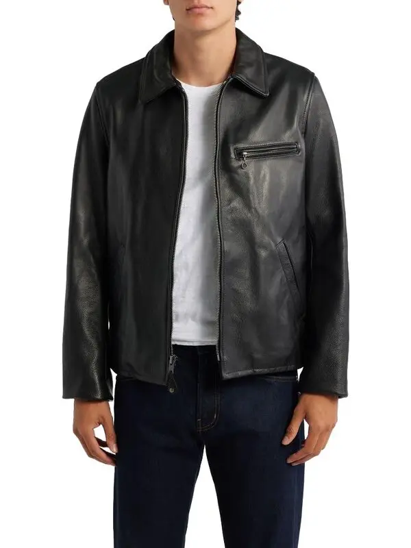 SCHOTT Pebbled Leather Jacket - Black