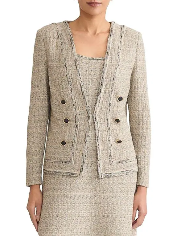 Ming Wang Shimmer Tweed Knit Jacket - Gold/black