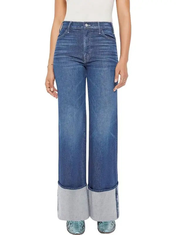 MOTHER Lil' Hustler Roller Sneak Cuff Wide Leg Jeans - Kicks And Riffs