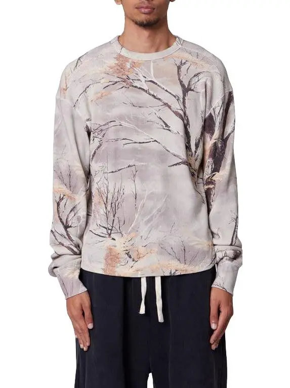 Mnml Camo Print Oversize Cotton Thermal T-shirt - Snow Camo