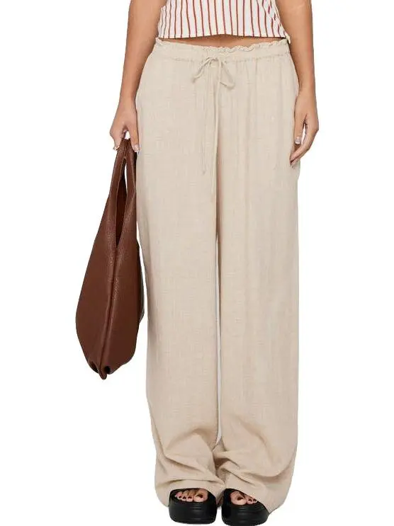 Princess Polly Tie Waist Wide Leg Pants - Natural