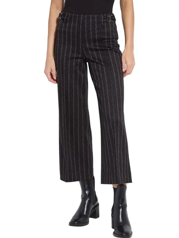 Lyssé Isabel Pinstripe Ponte Wide Leg Pants - Charcoal Lane