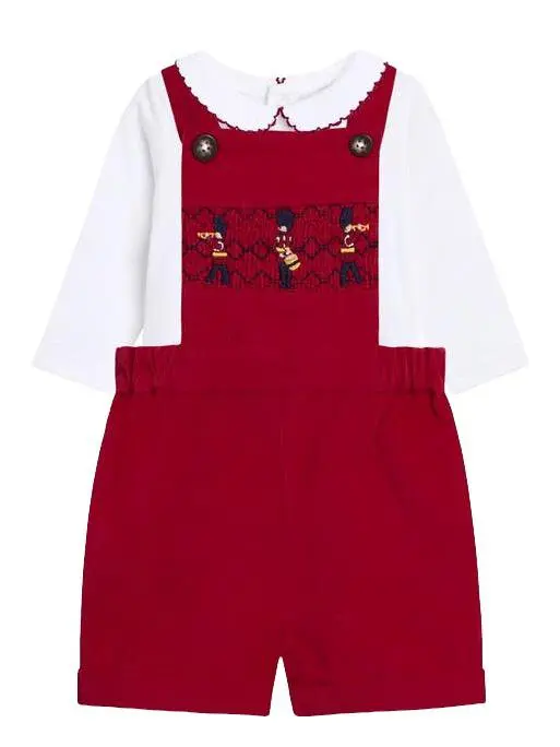 JOJO MAMAN BEBE Smocked Overalls And Bodysuit - Red