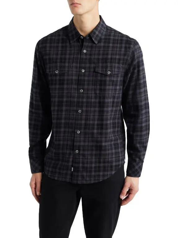 James Campbell Ysabel Modern Fit Plaid Cotton Button-up Shirt - Black