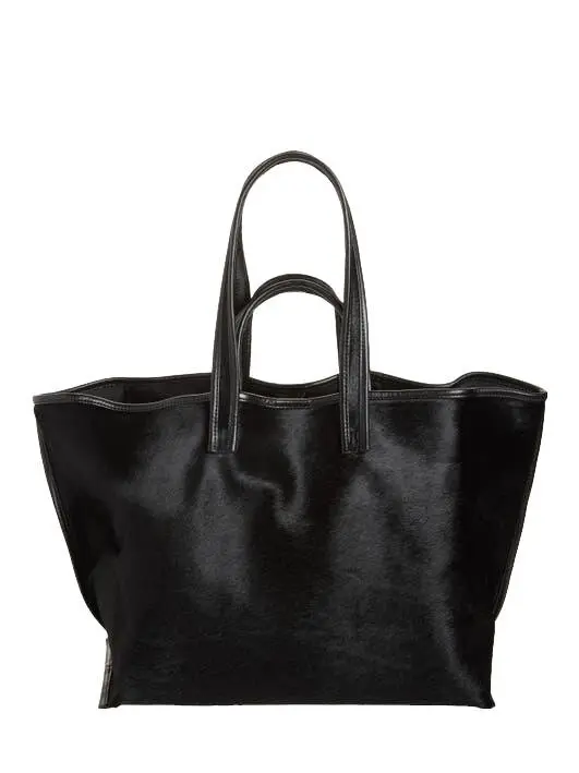 KASSL EDITIONS Genuine Cow Hair Tote - Cow Black