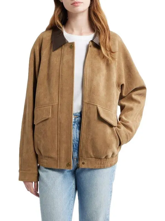 THREAD & SUPPLY Faux Suede Chore Coat - Chestnut