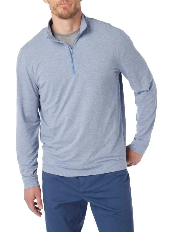 FAIR HARBOR Compass Performance Quarter Zip - Light Blue Stripe