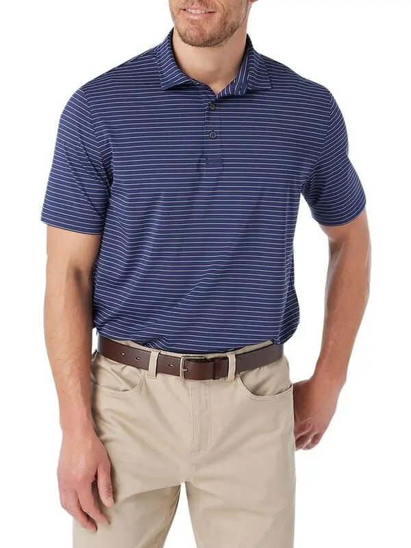 FAIR HARBOR Compass Performance Polo - Navy Burgundy Stripe