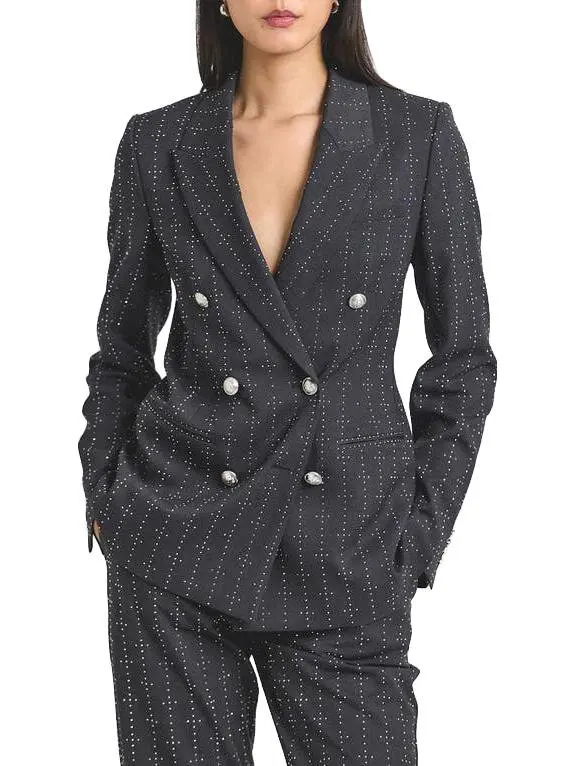 Derek Lam 10 Crosby Walter Mini Stud Double-breasted Blazer - Grey/silver