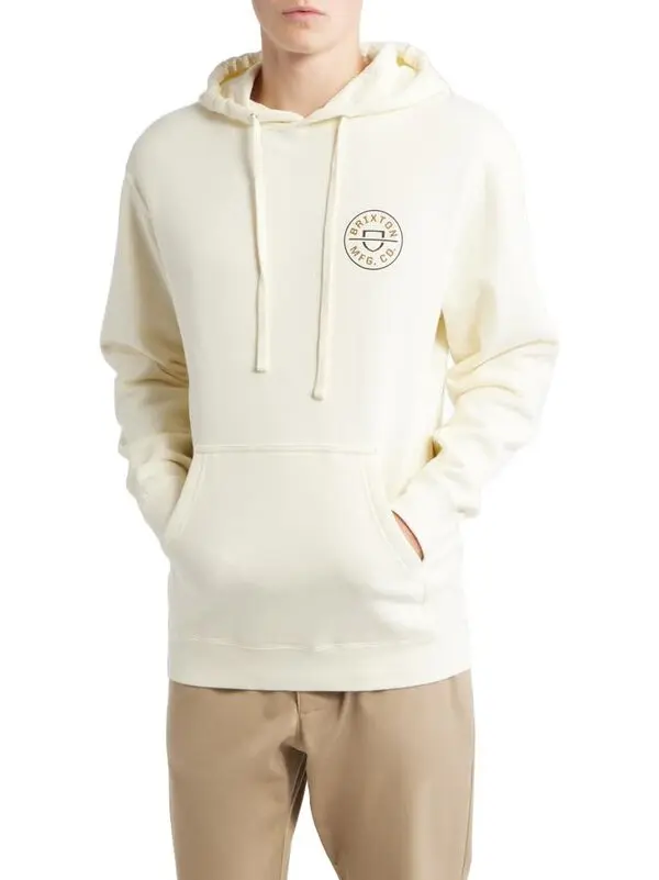 Brixton Crest Graphic Hoodie - Cream/black/washed Copper