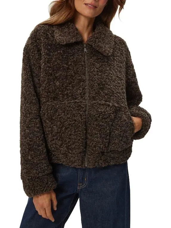 Michael Stars Ziggy Shaggy Faux Shearling Jacket - Java