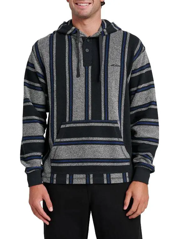 Quiksilver Playa Stripe Henley Hoodie - Black