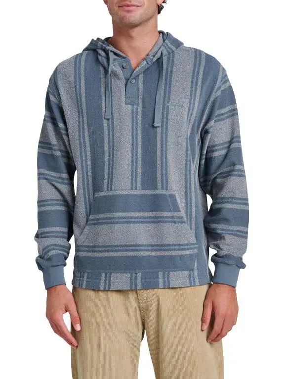 Quiksilver Playa Stripe Henley Hoodie - China Blue