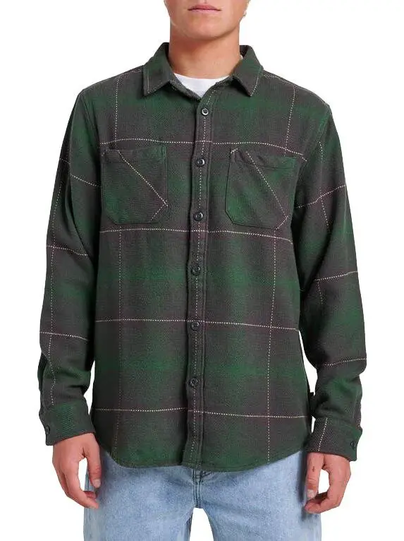 Quiksilver Dna Plaid Cotton Flannel Button-up Overshirt - Garden Topiary