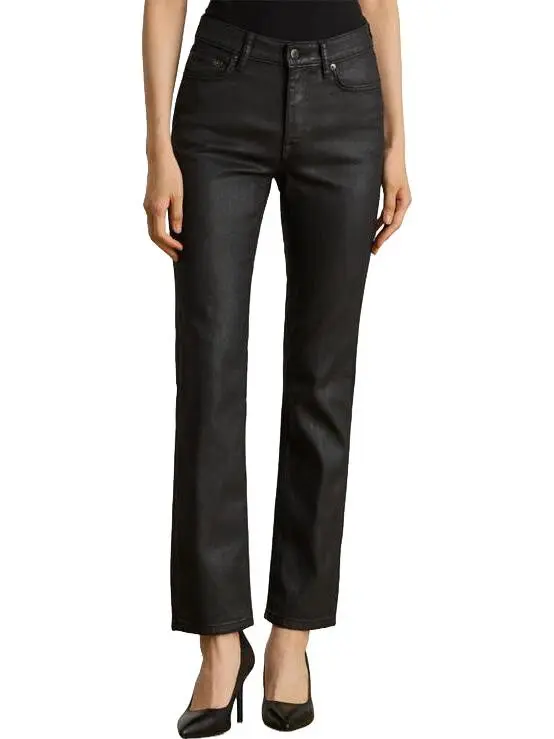 Ralph Lauren Coated High-waist Straight-leg Ankle Jeans - Black
