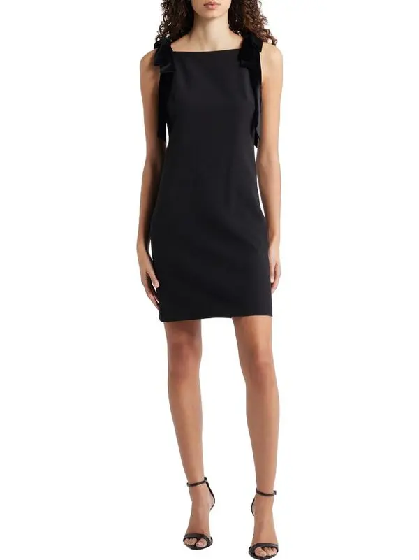 Vince Camuto Velvet Bow Stretch Crepe Dress - Black